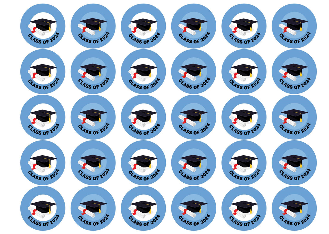 Edible cake toppers | Class of 2024 Graduation cupcake toppers | Edibilis