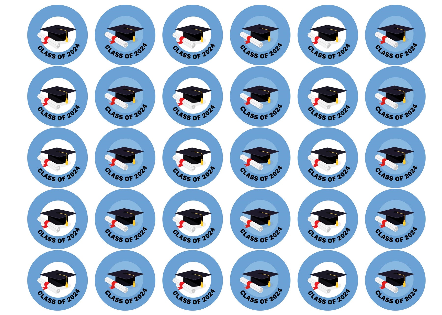 Edible cake toppers | Class of 2024 Graduation cupcake toppers | Edibilis