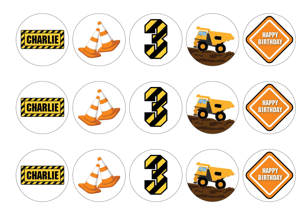 Edible cake toppers | Personalised Digger Toppers | Edibilis