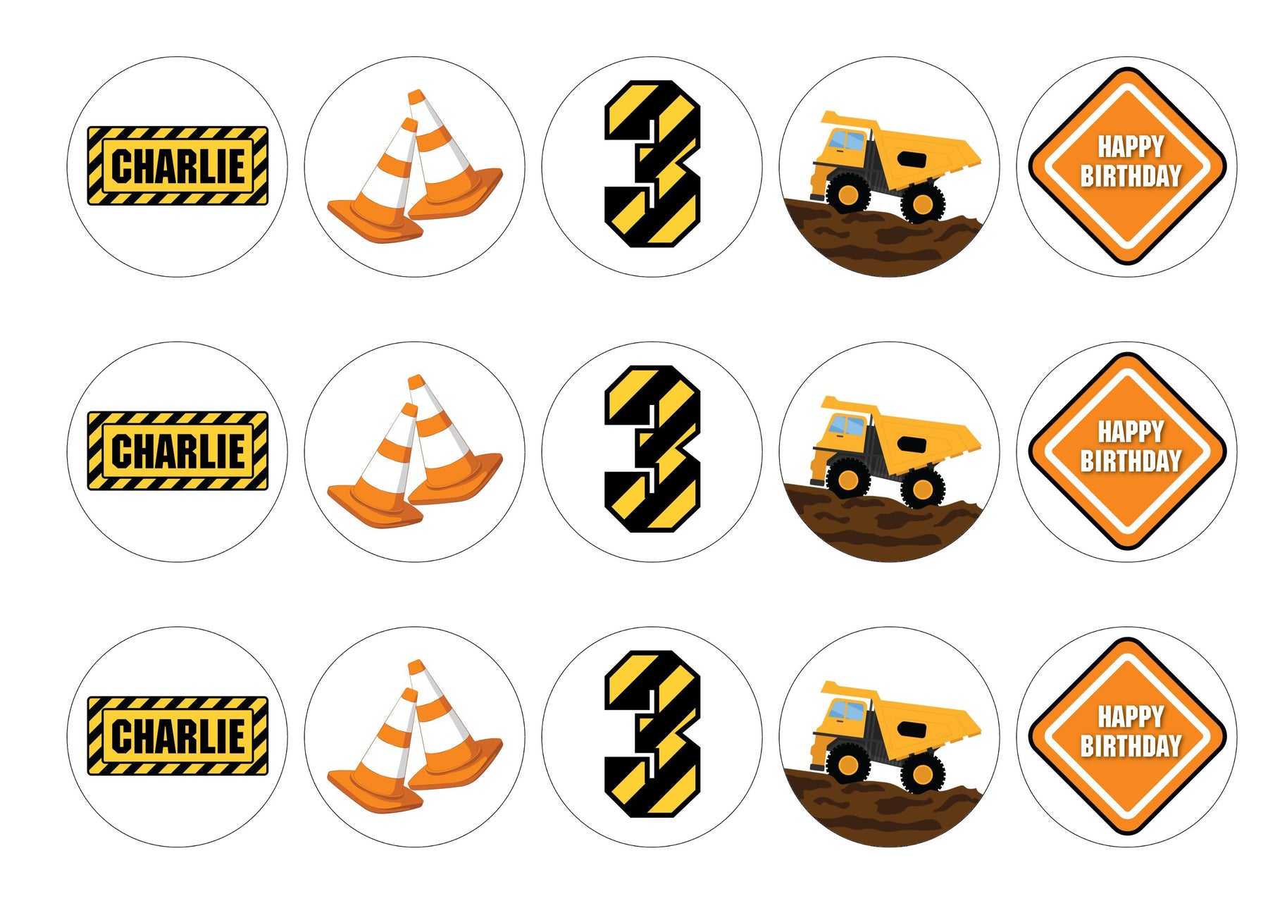 Edible cake toppers | Personalised Digger Toppers | Edibilis