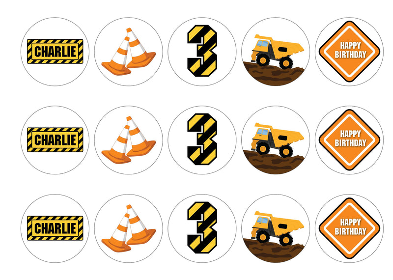 Edible cake toppers | Personalised Digger Toppers | Edibilis