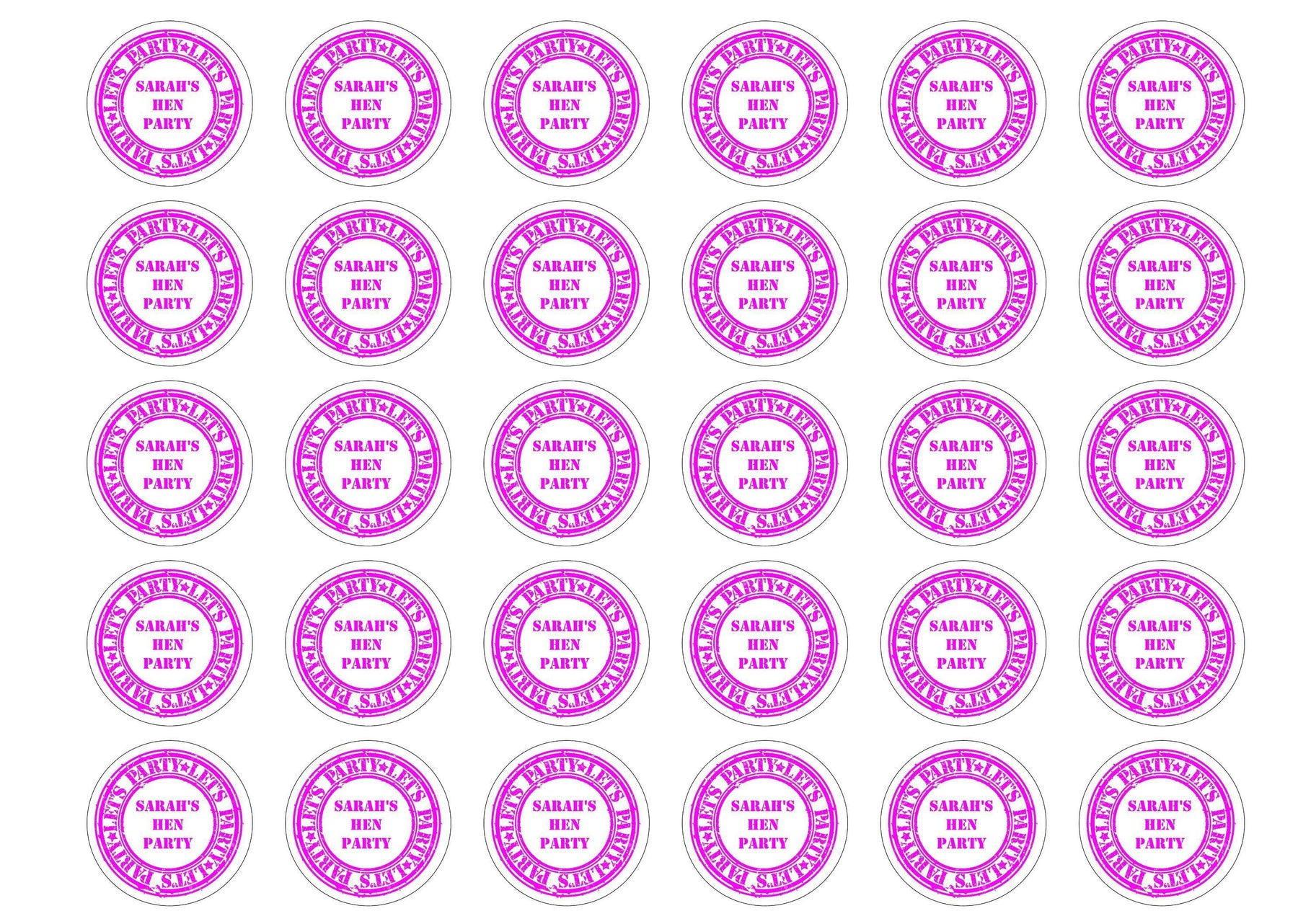 Edible cake & Cocktail toppers | Hen Party Stamp | Edibilis