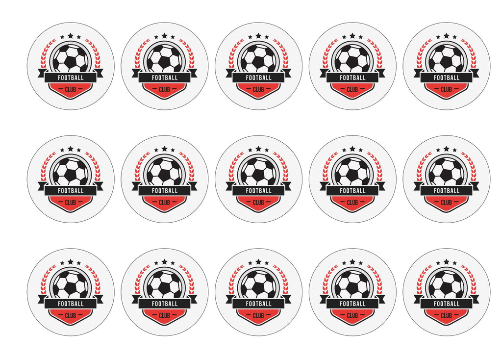 Edible cake toppers | Black and Red Football badges | Edibilis