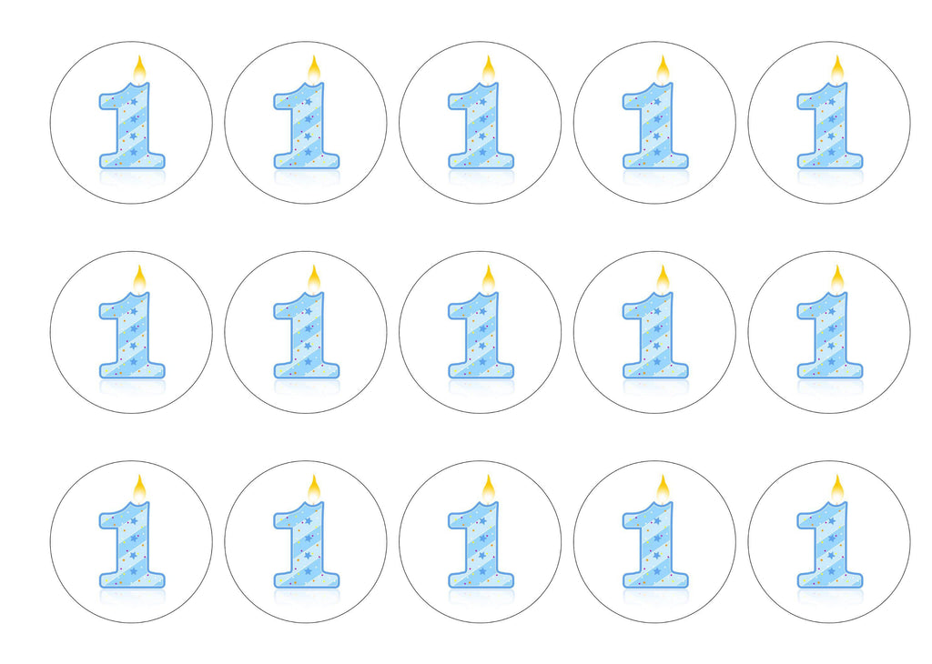 Edible cake toppers | Blue Number 1 Candle | Edibilis