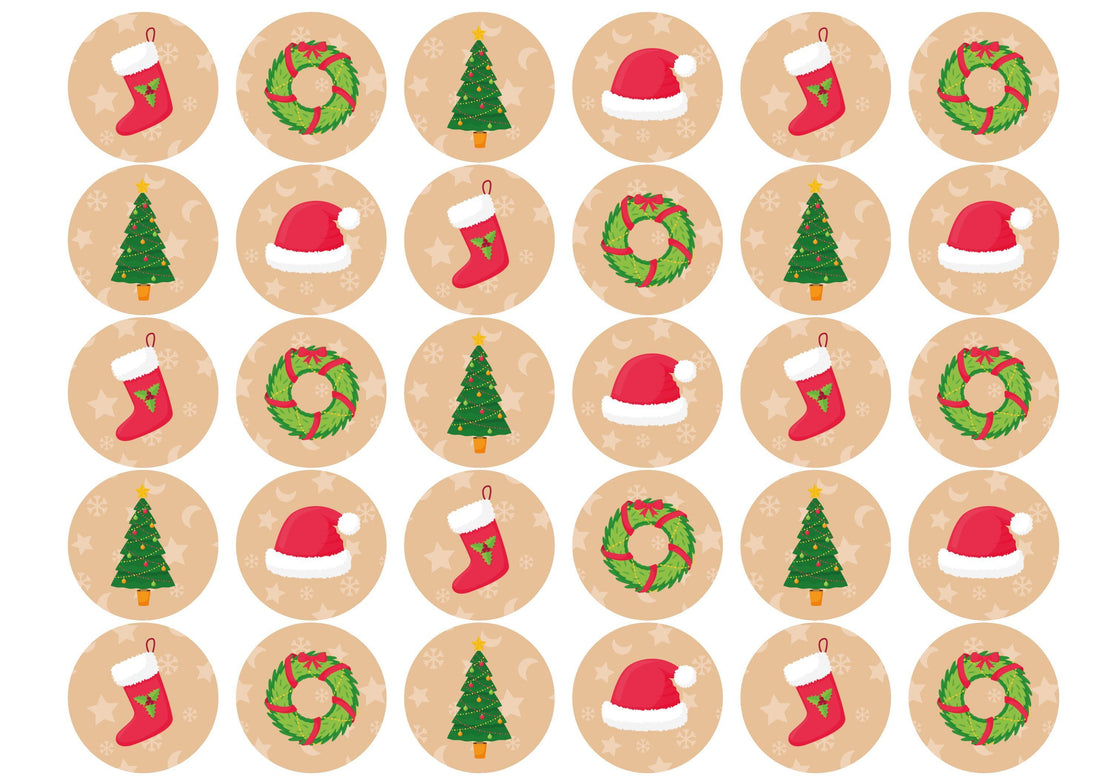 Edible cake toppers | Christmas Tags - Stocking, Tree, Hat | Edibilis