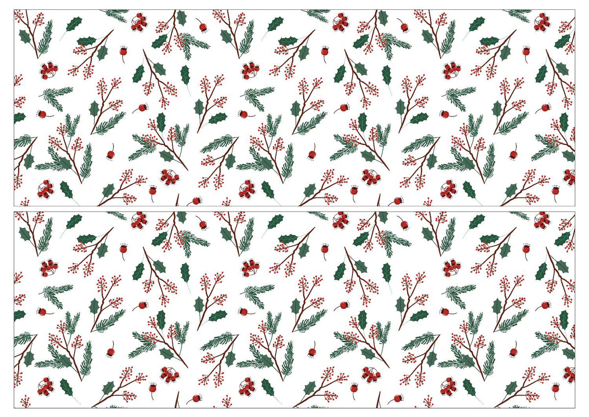 Edible cake toppers | Christmas Holly Pattern cake wrap | Edibilis