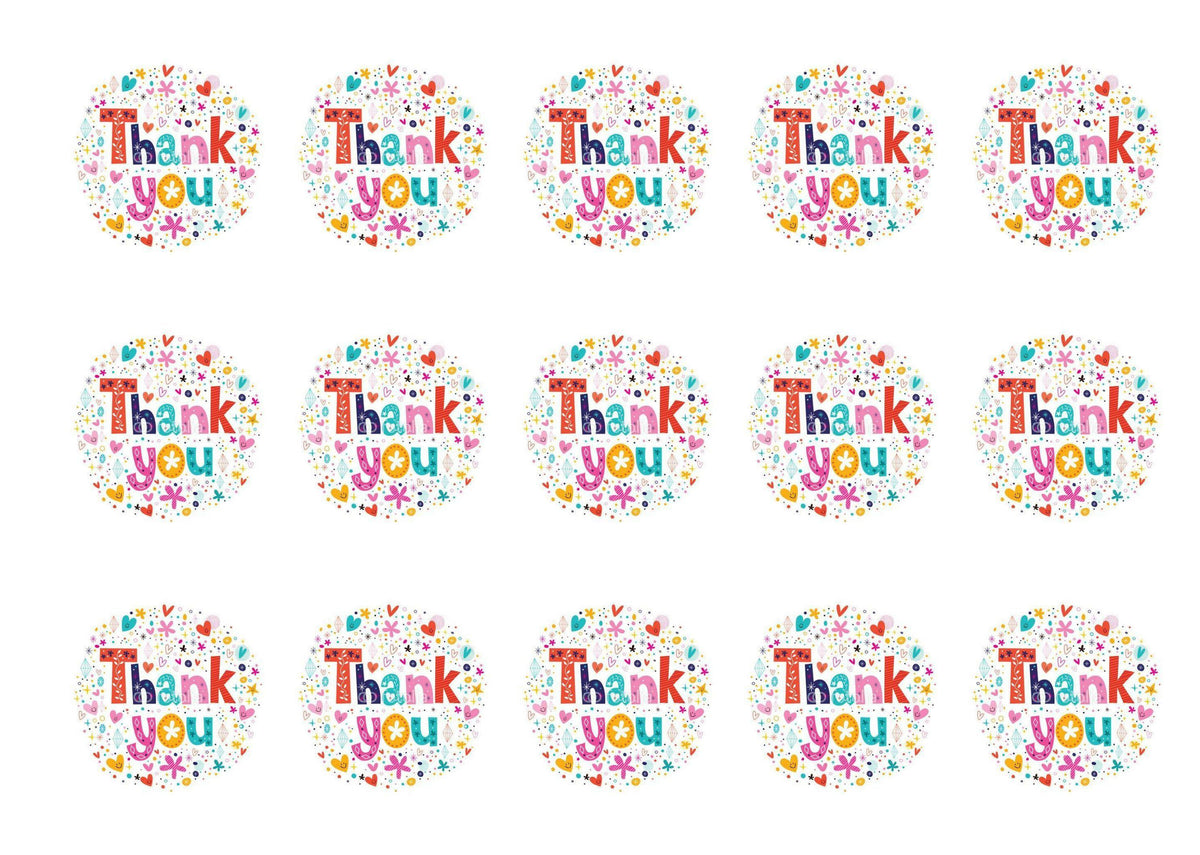Edible cake toppers | Colourful Thank You | Edibilis