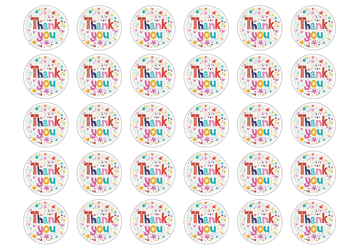 Edible cake toppers | Colourful Thank You | Edibilis