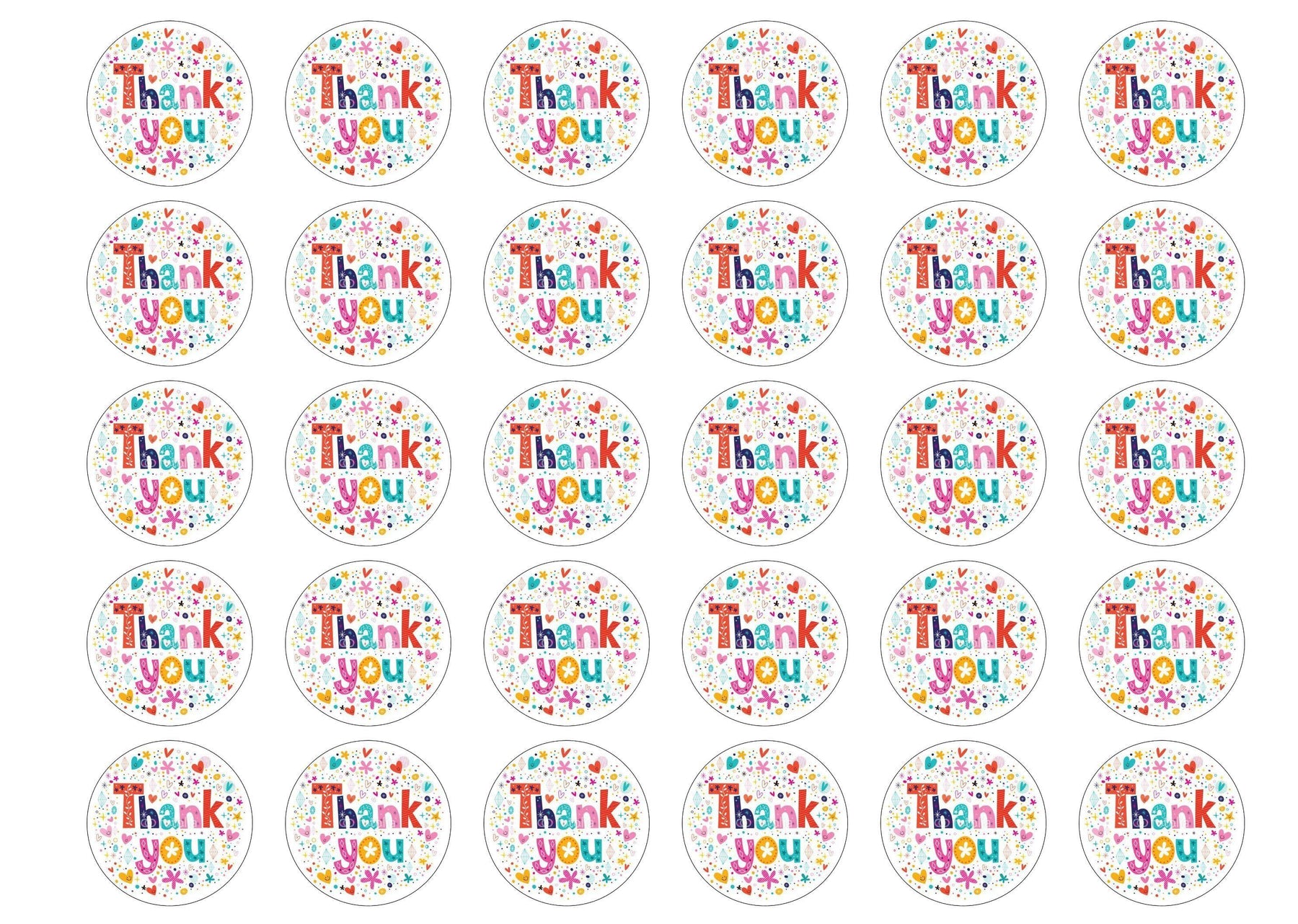 Edible cake toppers | Colourful Thank You | Edibilis