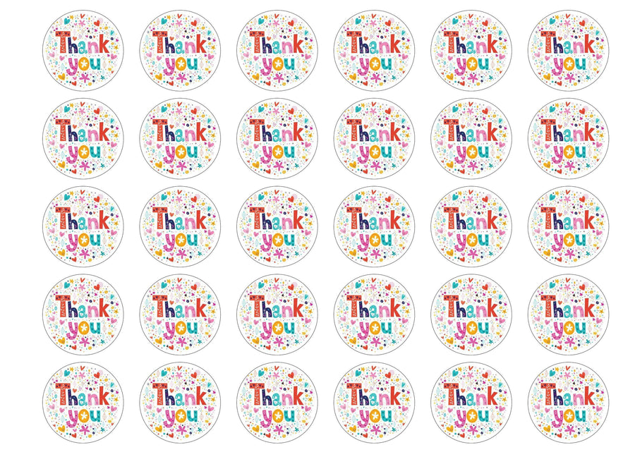 Edible cake toppers | Colourful Thank You | Edibilis