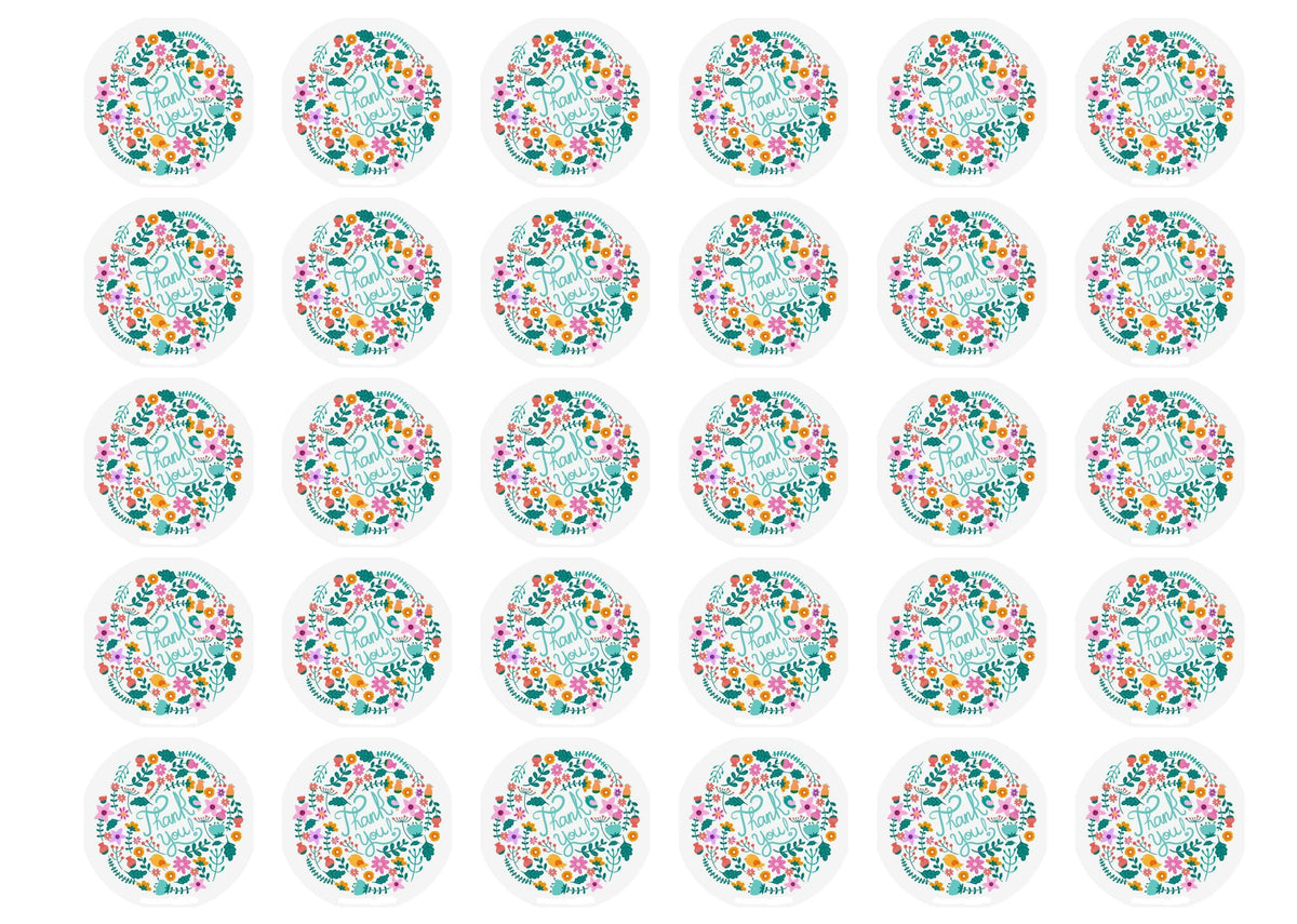 Edible cake toppers | Floral Thank You | Edibilis