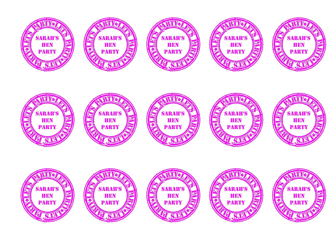 Edible cake & Cocktail toppers | Hen Party Stamp | Edibilis