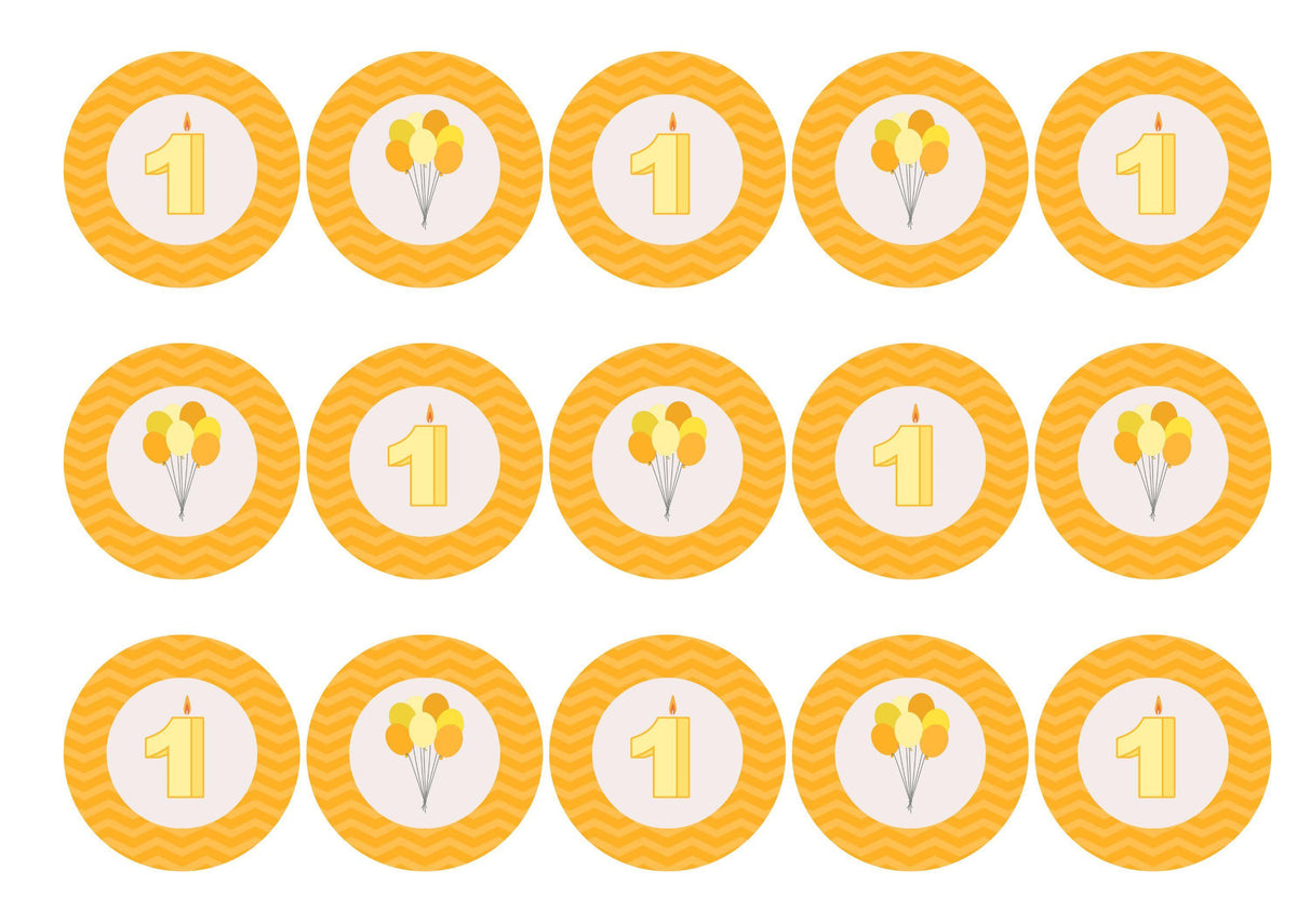 Edible cake toppers | Yellow Balloons - Age 1 | Edibilis